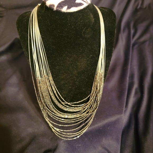 Versona | Jewelry | Layered Necklace In Silver And Black | Poshmark